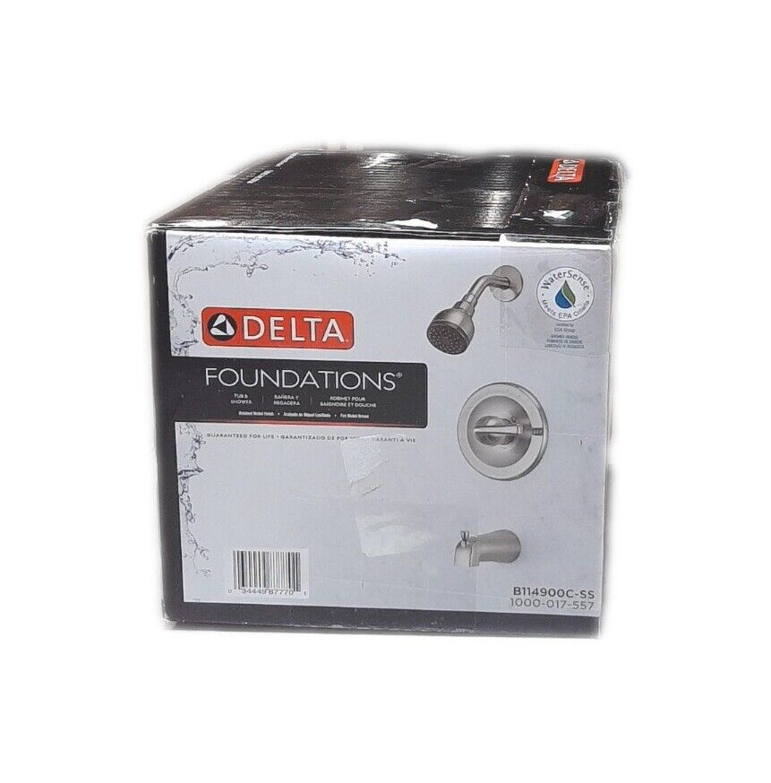 Delta Foundations Single-Handle 1-Spray Tub and Shower Faucet in Brush ...