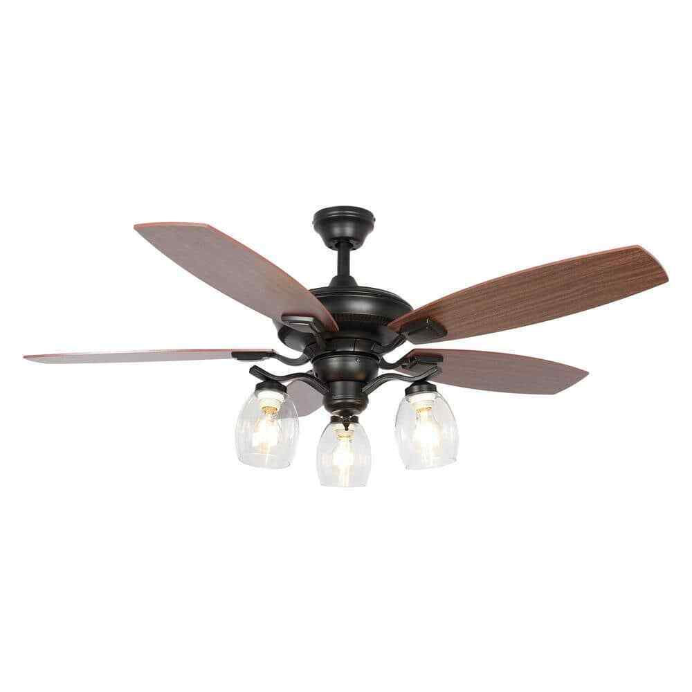 Matrix Decor 52 in. Indoor Matte Black Ceiling Fan with Light and Remo ...