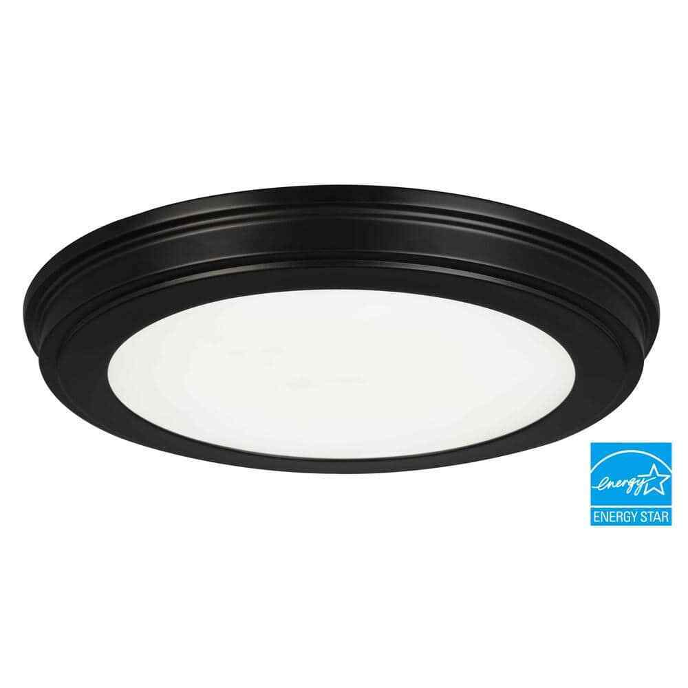 Commercial Electric Matte Black LED Flush Mount Low Profile Ceiling Li ...