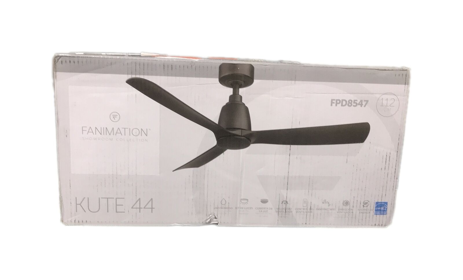 FANIMATION Kute 44 in. Indoor/Outdoor Black Ceiling Fan w/ Remote Cont ...