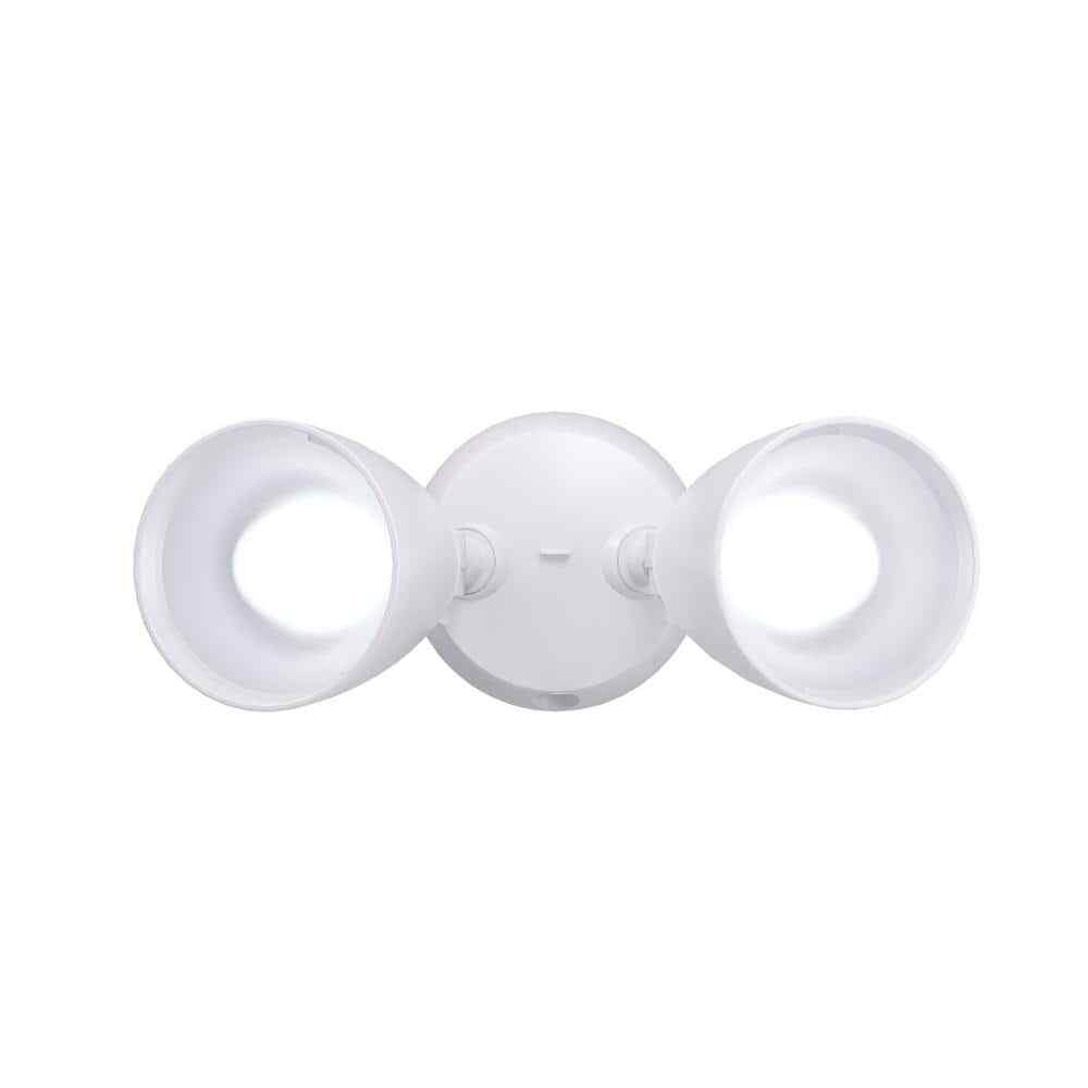 Commercial Electric Twin-Head Directional White Outdoor LED Flood Secu ...