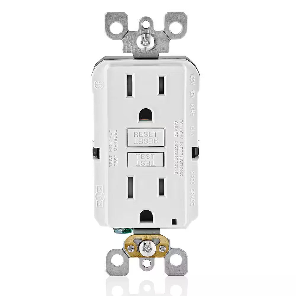 *2 PACK* 15 A Smartlock Pro Duplex GFCI Outlet White White Button GFNT ...