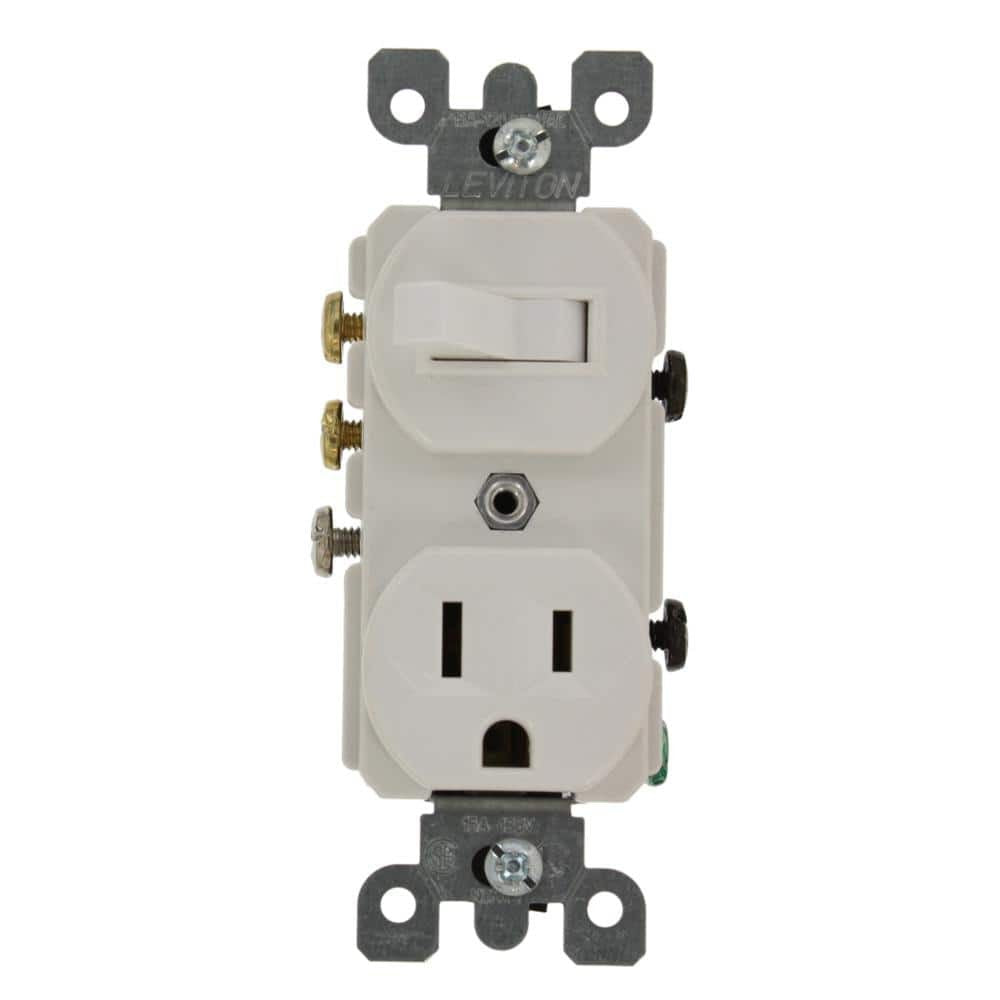 15 amp Leviton Commercial Combination 3-Way Toggle Switch and Receptac ...